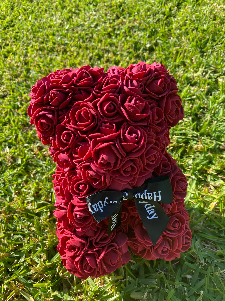 Wine Red Rose Bear | Rose Bears Australia