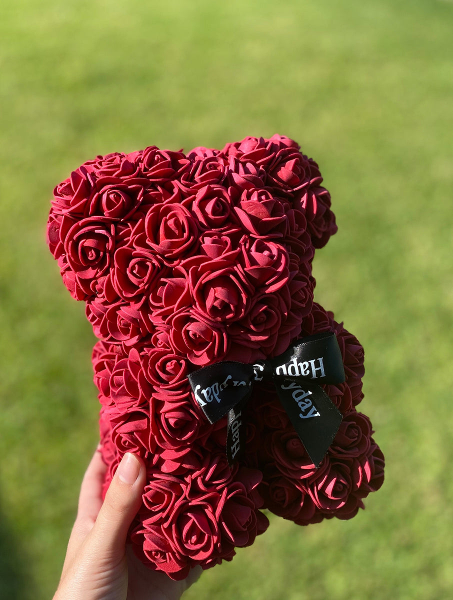 Wine Red Rose Bear | Rose Bears Australia